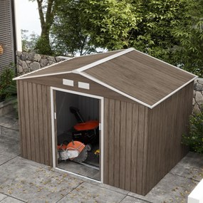 Outsunny kůlna na nářadí 4,9 m², zahradní kůlna s jednoplášťovou střechou, posuvné dveře, základy, 277 x 195 x 192 cm, pozinkovaná ocelová kůlna na n…