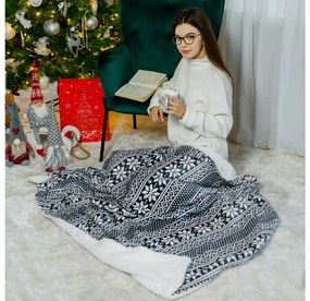 Oboustranná beránková deka, zimní motiv, 150x200, MALENA