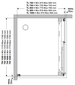 Glass 1989 Moov- boční stěna pro šířku vaničky 80 cm, upevnění vpravo