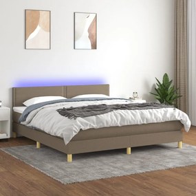 Box spring postel s matrací a LED taupe 180x200 cm textil,  3133657