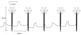 Solární vánoční zapichovací sněhové vločky, studená bílá, 35cm