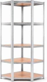 Regál 180x90x40 cm rohový zinkovaný 5-policový, nosnost 875 kg - 4ks