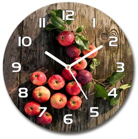 Wallmuralia Skleněné hodiny kulaté Jablka na stole fi 30 cm