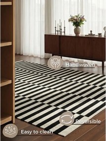 Černo-bílý oboustranný ručně tkaný vlněný koberec 200x300 cm Donna – Hanse Home