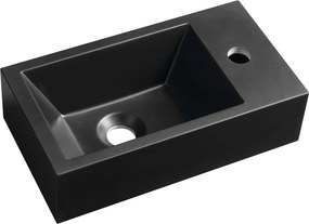 Sapho Small - Umývátko 40x22 cm, bez přepadu, otvor pro baterii vpravo, černá AR500B
