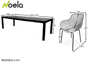 Noela Zahradní jídelní set Grande Pasto + 8x křeslo GABY šedá