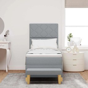 Postel s boxspringem s čelo Světle šedá 200 x 80 cm textil 3344331