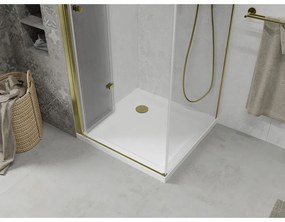 Mexen Lima sprchový kout 70x70cm, 6mm sklo, zlatý profil - čiré sklo + Slim sprchová vanička - 856-070-070-50-00-4010