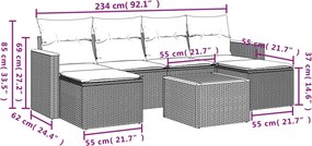 7dílná zahradní sedací souprava s poduškami šedá polyratan 3258630