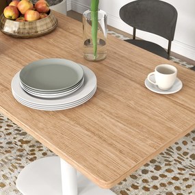 HOMCOM obdélníkový jídelní stůl pro 6 osob, 120 x 70 x 75 cm, kuchyňský stůl s podstavcem a tlustou deskou, dub bílý