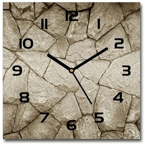 Wallmuralia Skleněné hodiny čtverec Stěna z kamení 30x30 cm
