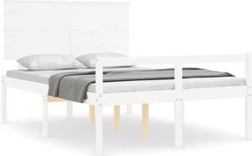 Postel s čelem pro seniory bílý 120x200 cm masivní dřevo 3195477