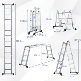 Costway 7-in-1 víceúčelový žebřík vyrobený z hliníkového lešení žebříku pojme až