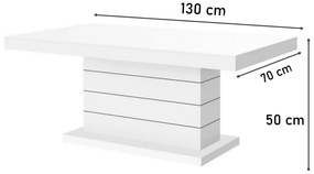 Konferenční stolek MAGMA, 130x50x70, bílý lesk/černý lesk