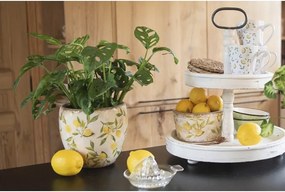 Béžový keramický obal na květináč s citróny Lemonio M - Ø15*13 cm