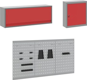 Sada pracovní skříně se zásuvkou s úložištěm 8 ks Červená 3321451