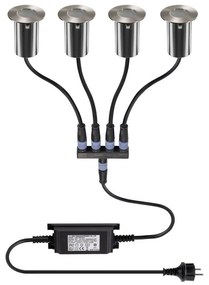 LA 1008841 TRAIL-LITE® 60 sada 4 svítidel do země, 3000 K, IP67, kulatá, nerezová ocel / hliník - BIG WHITE (SLV)