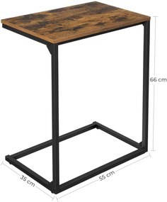 VASAGLE Odkládací stolek industriální hnědý 55 x 66 x 35 cm