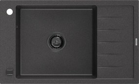 Mexen Elias, granitový dřez granitový 795x480x200 mm, 1-komorový, černá-skvrny s černým sifonem, 6511791005-76-B