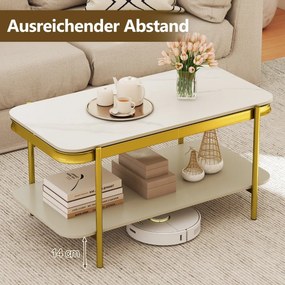 Costway Obdélníkový konferenční stolek Moderní pohovka Accent Table White
