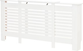 HOMCOM Nastavitelný kryt radiátoru s horní policí z MDF a dřeva, 140-202x19x82,5 cm, bílý
