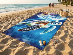 Rychleschnoucí XXL plážová osuška CHELONIA modrá 150 x 210 cm, 100% mikrovlákno