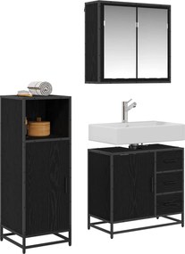 Sada koupelnového nábytku 3 ks Černý dub 65 x 33 x 60 cm 3402395