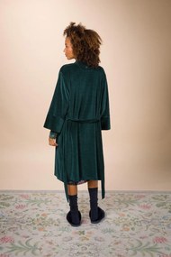 Pip Studio Naomi Kimono Velvet Little Sumo Stripe, modro-zelené (Bavlněné sametové kimono)