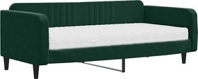 Válenda s matrací tmavě zelená 100 x 200 cm samet 3197048