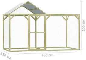 vidaXL Marketos Klec pro kuřata 3 x 1,5 x 2 m impregnovaná borovice