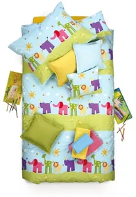 SCANquilt povlečení FINO DESIGN animals zelenotyrkysová 140 x 200/70 x 90 cm