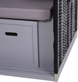 Outsunny plážové lehátko s plným sklápěním dvojité lehátko se střechou zahradní lehátko držák na kelímek lehátko PE ratan šedé 118 x 79 x 50 cm | Aos…