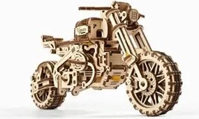 Ugears 3D dřevěné mechanické puzzle UGR-10 Motorka (scrambler) s vozík