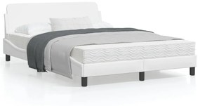 vidaXL Rám postele s čelem bílý 140x190 cm umělá kůže