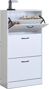 Výklopný botník se 3 přihrádkami COMPACT White, bílá, 3 patra