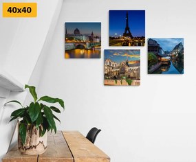 Set obrazů romantický noční Paříž Varianta: 4x 40x40