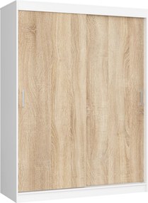 Šatní skříň posuvná Mono 150 cm bílá/dub sonoma