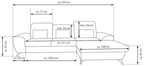 Sedací souprava ALTA | 279x172 cm | rozkládací + úložný prostor + 3x polštářek | VÝBĚR LÁTEK