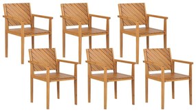 Sada 6 zahradních jídelních židlí z akáciového dřeva BARATTI Beliani