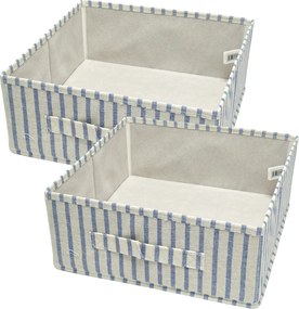 Sinsay - Skládací úložné boxy s pruhy 2 pack - námořnická modrá