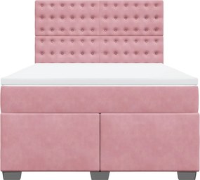 Box spring postel s matrací růžová 140x190 cm samet 3290923