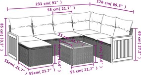 8dílná zahradní sedací souprava s poduškami šedá polyratan 3260296