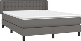 Box spring postel s matrací šedá 140 x 190 cm umělá kůže 3127311
