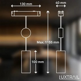 Lištové LED svítidlo BRILONER Luxtrail 48V závěsné svítidlo nastavitelná výška bílé 8032016