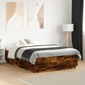 Rám postele s LED osvětlením kouřový dub 135 x 190 cm kompozit 3209650