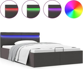 Rám postele LED s úložným prostorem tmavě šedý textil 120x200cm 285602