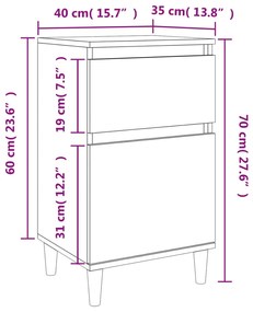 Noční stolek bílý s vysokým leskem 40 x 35 x 70 cm - Default Title
