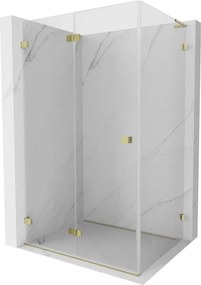 Mexen Lunar-F L, skládací sprchový kout levý 80 x 70 cm, 8mm čiré sklo, zlatý profil, 836L-080-070-50-00-L