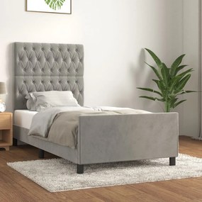 Rám postele bez matrace světle šedý 90 x 200 cm samet 3125916