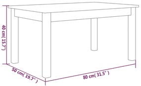 Konferenční stolek šedý 80 x 50 x 40 cm masivní borové dřevo - Default Title